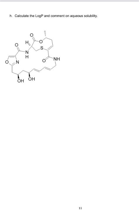 H Calculate The Logp And Comment On Aqueous