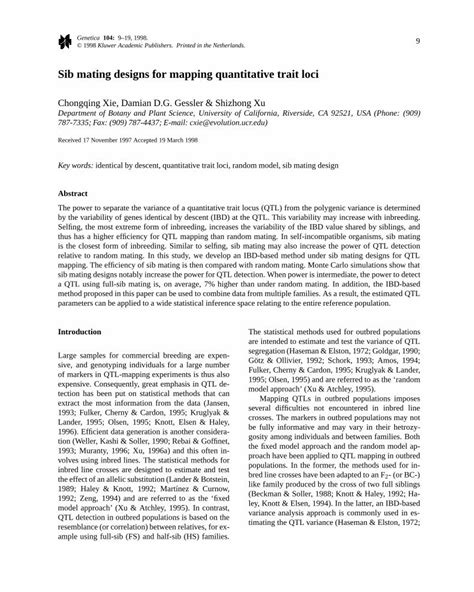 pdf sib mating designs for mapping quantitative trait loci dokumen tips