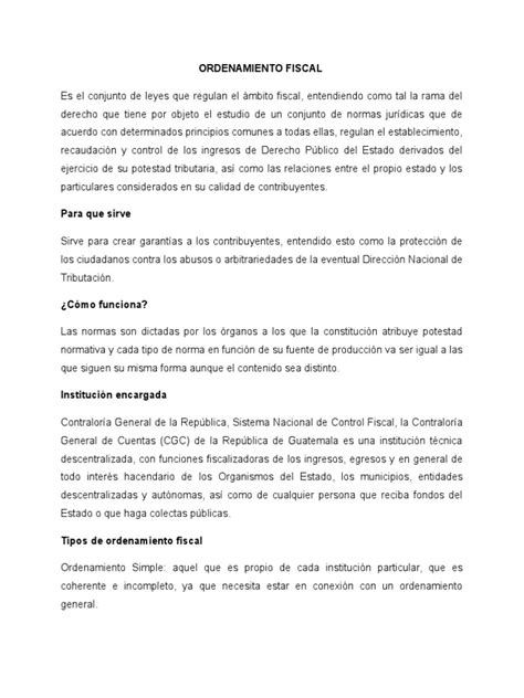 Ordenamiento Fiscal De Guatemala Pdf Legislación Ley Estatutaria