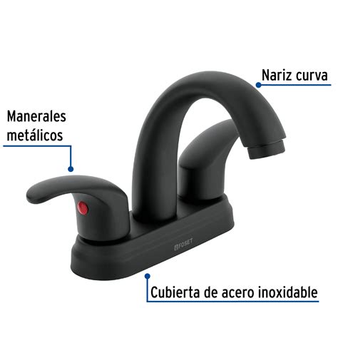 Ficha Tecnica Mezcladora Lavabo 4 Negro Nariz Curva Palanca AQUA
