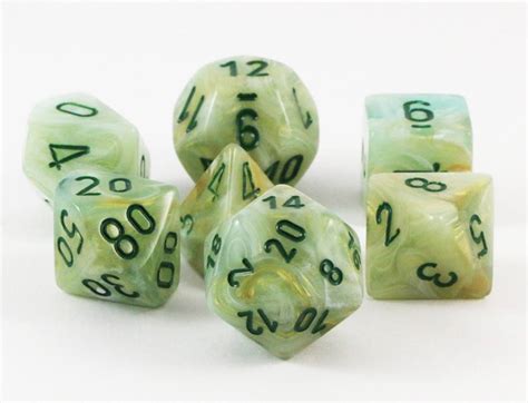 Marble Dice Green Rpg Role Playing Game Dice Set Dark Elf Dice