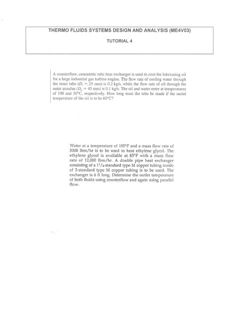 Tutorial Work Thermo Fluids Systems Design Homework 4 Solutions Mech
