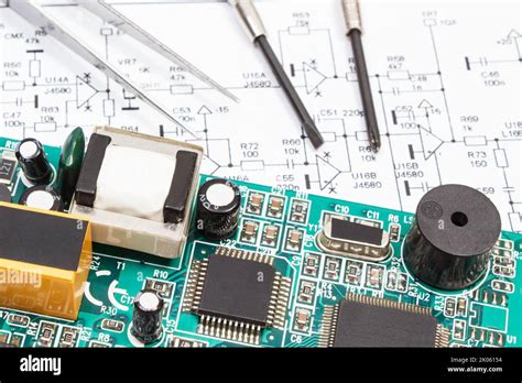 Printed Circuit Board With Transistors Resistors Capacitor Precision