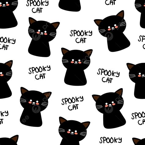 만화 으스스한 고양이와 휴일 테마를 위한 귀여운 요소 벽지가 포함된 할로윈 원활한 패턴 벡터 유령 고양이 만화 할로윈 Png 일러스트 및 벡터 에 대한 무료 다운로드