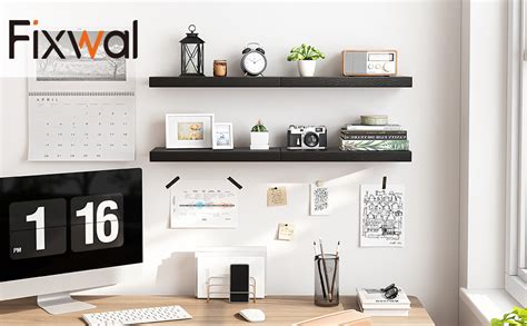 Fixwal Floating Shelves Set Of 4 Black Wood Shelves Wall
