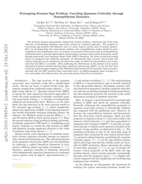 Pdf Preempting Fermion Sign Problem Unveiling Quantum Criticality