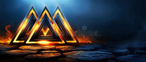 Flaming Triangles On Stone Background Stock Illustration Illustration