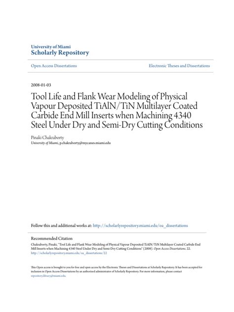 8 Phdtool Life And Flank Wear Modelingphd Pdf Chemical Vapor Deposition Materials