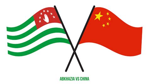 阿布哈茲和中國國旗交叉和揮舞平式官方比例正確的顏色向量圖形及更多一起圖片 一起 中國 中國國旗 Istock