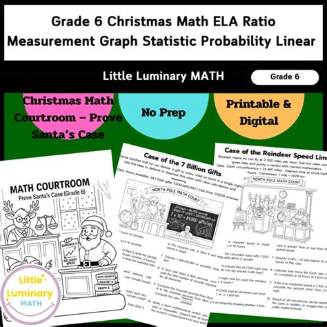 Grade 6 Christmas Math Ela Ratio Measurement Graph Statistic