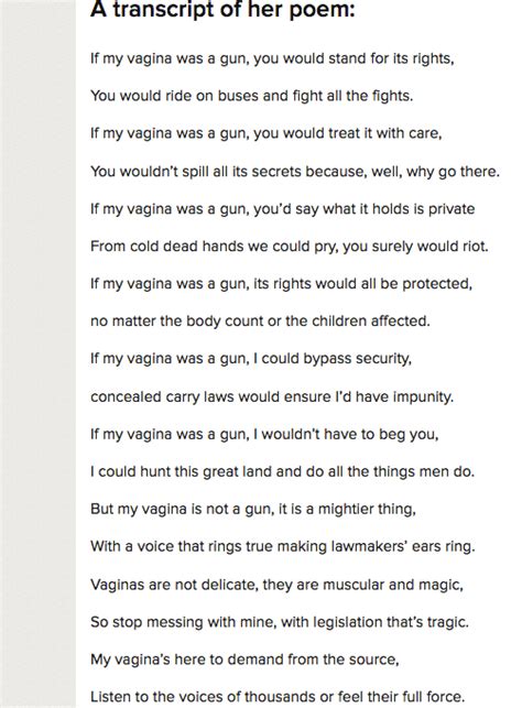 Pro Choice Activist Reads A Poem Called If My Vagina Was A Gun