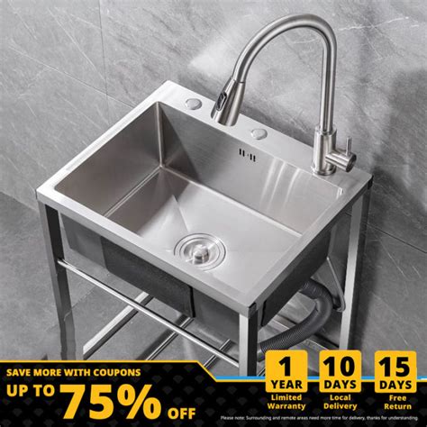 304 Stainless Steel Kitchen Sink With Stand And Faucet Lababo Set Heavy