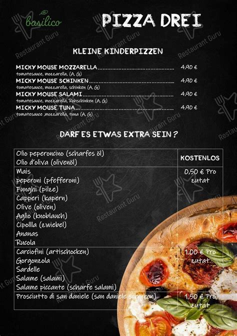 Menu At Pizzeria Basilico Austria
