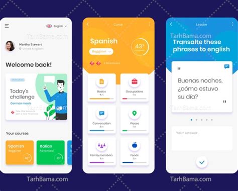 خرید و قیمت وکتور Ui برنامه آموزش زبان ترب
