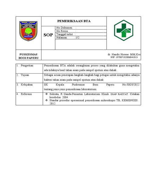Sop Pemeriksaan Bta Pdf
