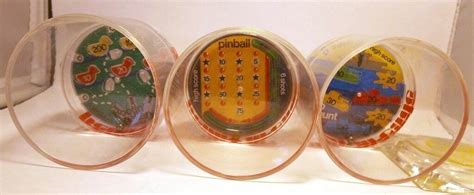 Howw Set Of 3 Penny Arcade Game Cups Sub Hunt Shootin Gallery Pinball