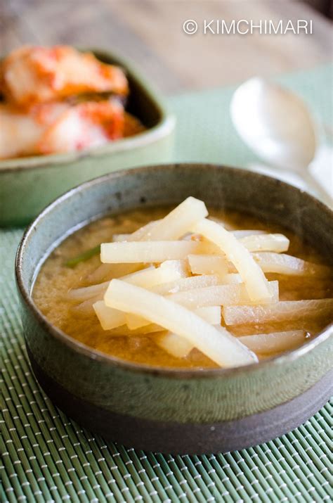 Radish Soup With Soybean Paste Korean Mu Doenjang Guk Kimchimari