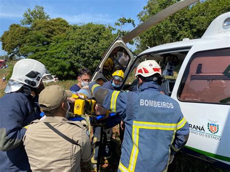 Equipes do SAMU e do Corpo de Bombeiros resgatam vítima presa às