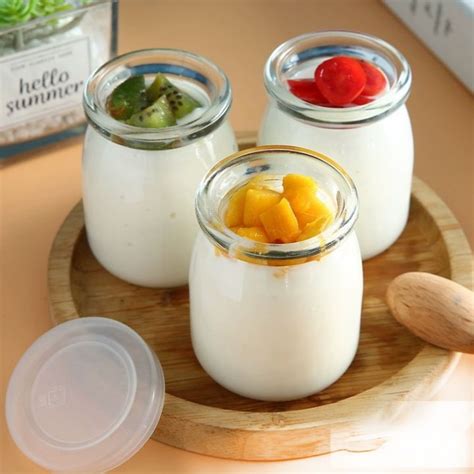 Kitchen Plus Yogurt Pudding Glass Jars With Plastic Lids Mini Cup Small