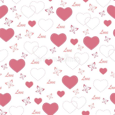 Vector Of Seamless Pattern With Hearts And Butterflies Stock Vector
