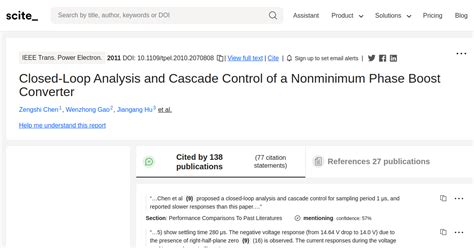 [citation Report] Closed Loop Analysis And Cascade Control Of A