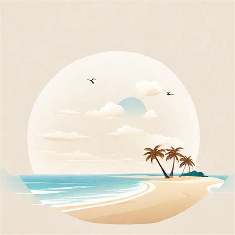 Premium Ai Image Beach Cartoon Style