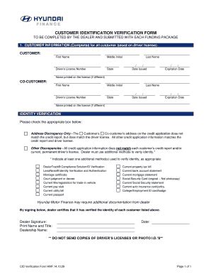 Customer Identification Form Fill Online Printable Fillable Blank
