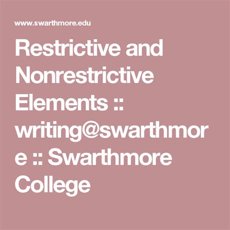 Punctuating Restrictive And Nonrestrictive Elements