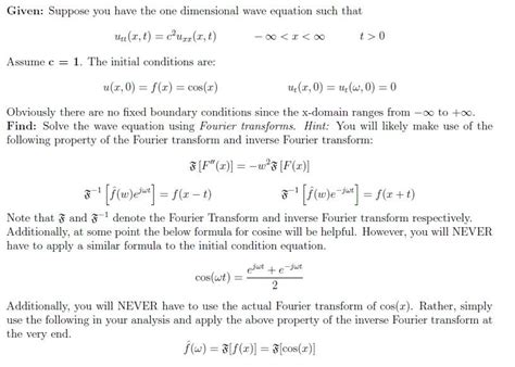 Solved Given Suppose You Have The One Dimensional Wave