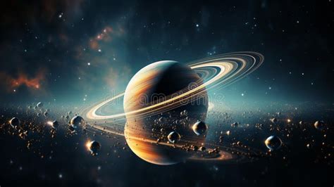 Saturns Enigmatic Rings A Majestic Display Of Icy Brilliance Stock