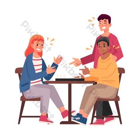 야외에서 술을 마시고 있는 카페 테이블에서 맥주를 마시는 친구들 일러스트 Png Psd 무료 다운로드 Pikbest