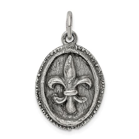 Sterling Silver Antiqued Fleur De Lis Pendant Etsy