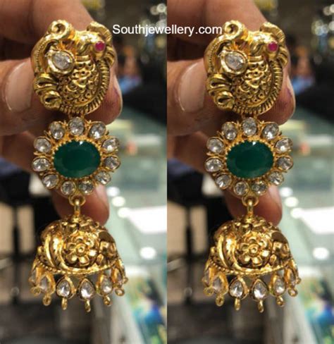 Peacock Gold Jhumkas Indian Jewellery Designs