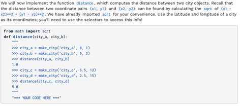 Solved We Will Now Implement The Function Distance Which Chegg