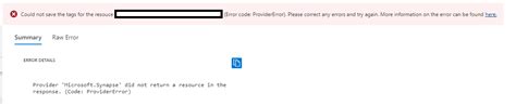 Failed To Inherit A Tag Value From Synapse Analytics Managed Rg Microsoft Qanda