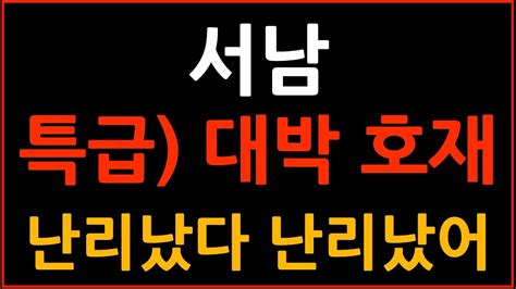 서남 주가전망 Youtube