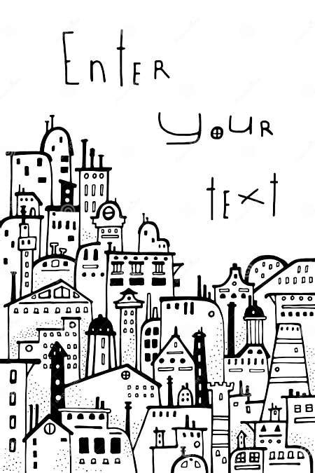 Линия город искусства с космосом для текста Иллюстрация вектора