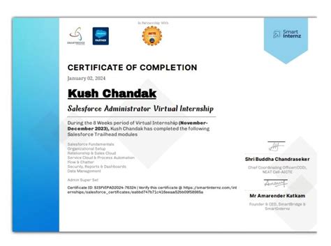 Salesforce Certificationcomplete Smartinternz Salesforce Skilledonsalesforce