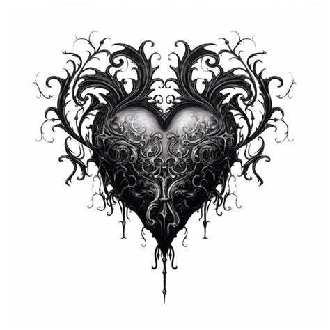 Premium AI Image A Black And White Drawing Of A Heart With Swirls And