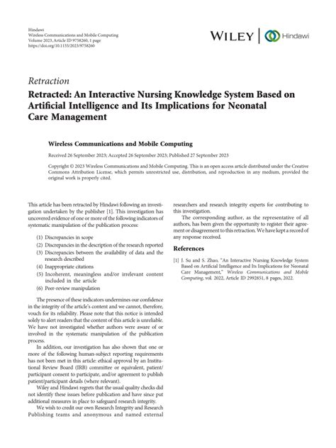 Pdf Retracted An Interactive Nursing Knowledge System Based On Artificial Intelligence And