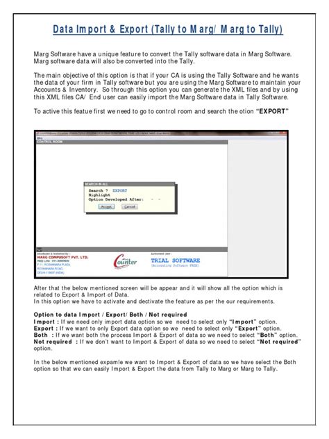 Data Import Export Marg To Tally Pdf Software Computing