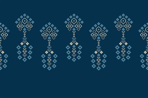 Fabric Attern Blue Color Background Fabric Motif Pattern Cross Stitch