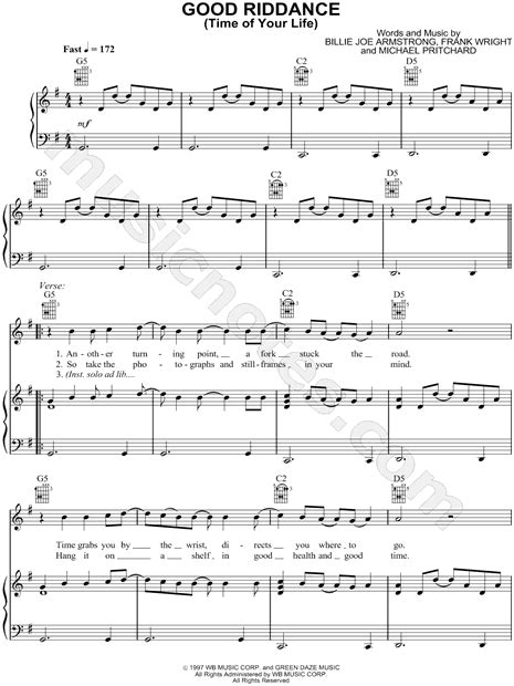 Green Day Good Riddance Guitar Chords