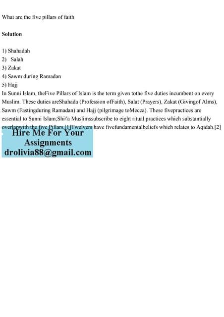 what are the five pillars of faith solution1 shahadah2 pdf