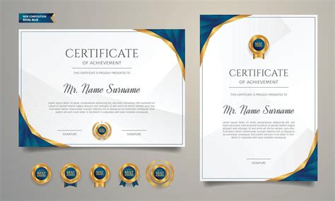 Blue And Gold Certificate Of Appreciation Border Template With Badg
