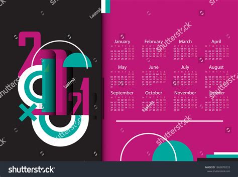 Diseño de calendario 2021 colores que vector de stock libre de