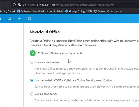 Nextcloud Collabora Online Built In CODE Server Never Launches