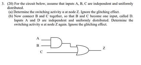 solved 3 20 for the circuit below assume that inputs a