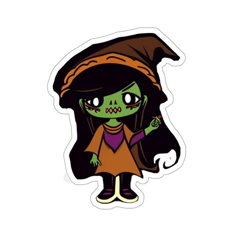 Brown Cute Halloween Witch Waterproof Vinyl Sticker Churail Bollywood