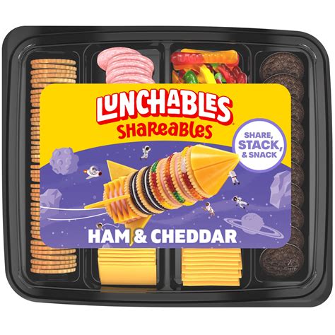 Lunchables Shareables Ham And Cheddar With Crackers Chocolate Crème Cookies And Gummy Worms 22 7